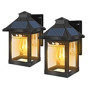 INDARUN Solar Wall Lantern Lights with 3 Modes, Solar Lights Outdoor Waterproof, Dusk to Dawn Motion Sensor LED Wall Sconce, Porch Barn Light, Warm White Lighting for Garage, Yard, Patio