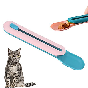 Cat Wet Treats Dispense Spoon, Treat Squeeze Spoon Cat Treat Dispenser Pet Liquid Snacks Feeder Spoon Squeezer for Cat Bar Treats(Pink)