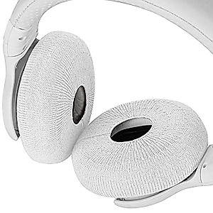 Geekria 2 Pairs Flex Fabric Headphones Ear Covers, Washable & Stretchable Sanitary Earcup Protectors for On-Ear Headset Ear Pads, Sweat Cover for Warm & Comfort (S/White)