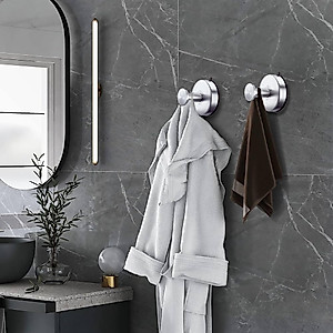 DGYB Suction Cup Hooks for Shower Set of 2 Brushed Nickel Towel Hooks for Bathrooms Waterproof Stainless Shower Hooks for Inside Shower 15 Lb Bathroom Hooks for Towels