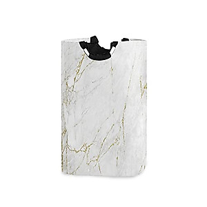 xigua Laundry Basket White Gold Marble Pattern Laundrybag with Handle Collapsible Fabric Laundry Hamper Dirty Clothes Basket Clothes Toy Gift Organizer