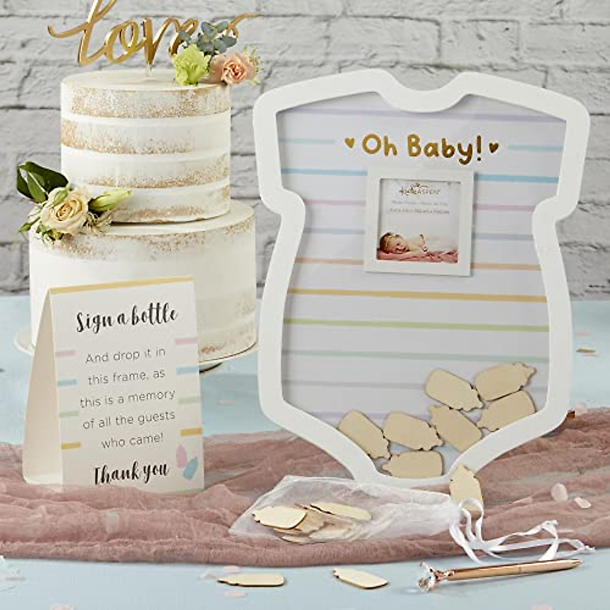 Kate Aspen Onesie Shaped Baby Shower Guest Book Shadow Box & Nursery Decoration Alternative Guestbook, One Size