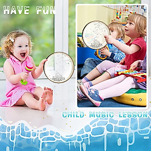 Sea Drum, 3 Pieces Wave Bead Sea Sound Drum with Hardwood Shell Musical Instrument Percussion for Home School Supplies, Natural Color, 8 Inch, 10 Inch, 12 Inch