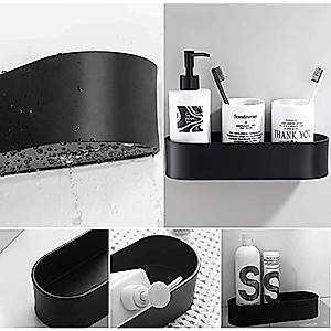 Shower Caddy Basket Shelf Shower Shelf Shampoo Holder Organizer No Drilling Adhesive Wall Mounted Bathroom Shelf - with Adhesive Sticker (Matte Black)