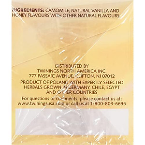 Twinings Tea, Camomile, Honey & Vanilla - Comforting Caffeine Free Blend, Twinings Camomile Tea Bags with Honey & Vanilla, Soothing Twining Sleep Tea Beverage, 20 Count