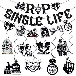 RIP Single Life Banner Bachelorette Party Decorations Bachelorette Banner for Till Death Do Us Party Bachelorette Decorations Bride or Die Bachelorette Party Decorations Black Glitter