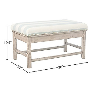 Decor Therapy Farley Upholstered Weathered Ottoman, 35.43x20.08x19.69, Driftwood