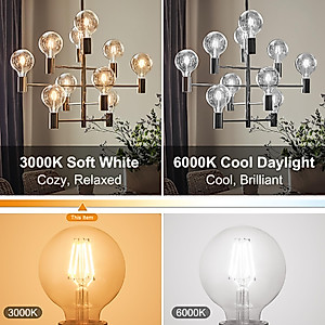 hansang 8 Pack G25 LED Edison Globe Light Bulbs, 3000K Soft White, E26 Base Round Light Bulbs for Bathroom Vanity, 6W 60W Incandescent Equivalent, CRI 85+, 600LM, AC 120V, Clear Glass, Non-dimmable