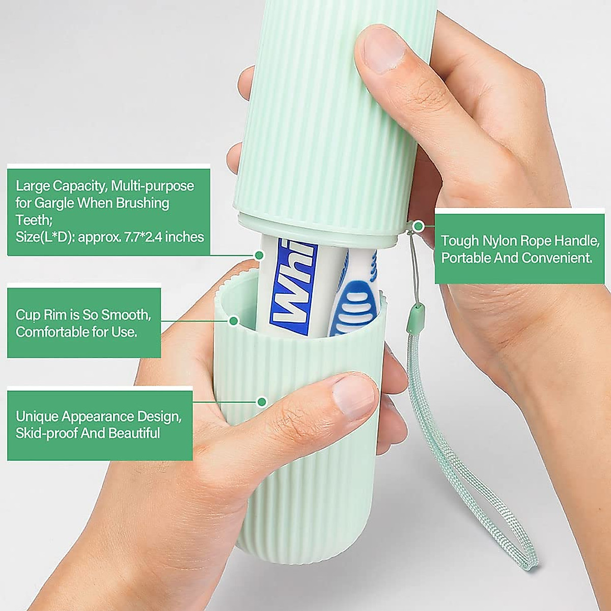 Anbbas 2pcs Double Bristle Head Denture Brush Dental Cleaning Brush with Portable Toothbrush Cup Holder, Properly Clean Oral Appliance