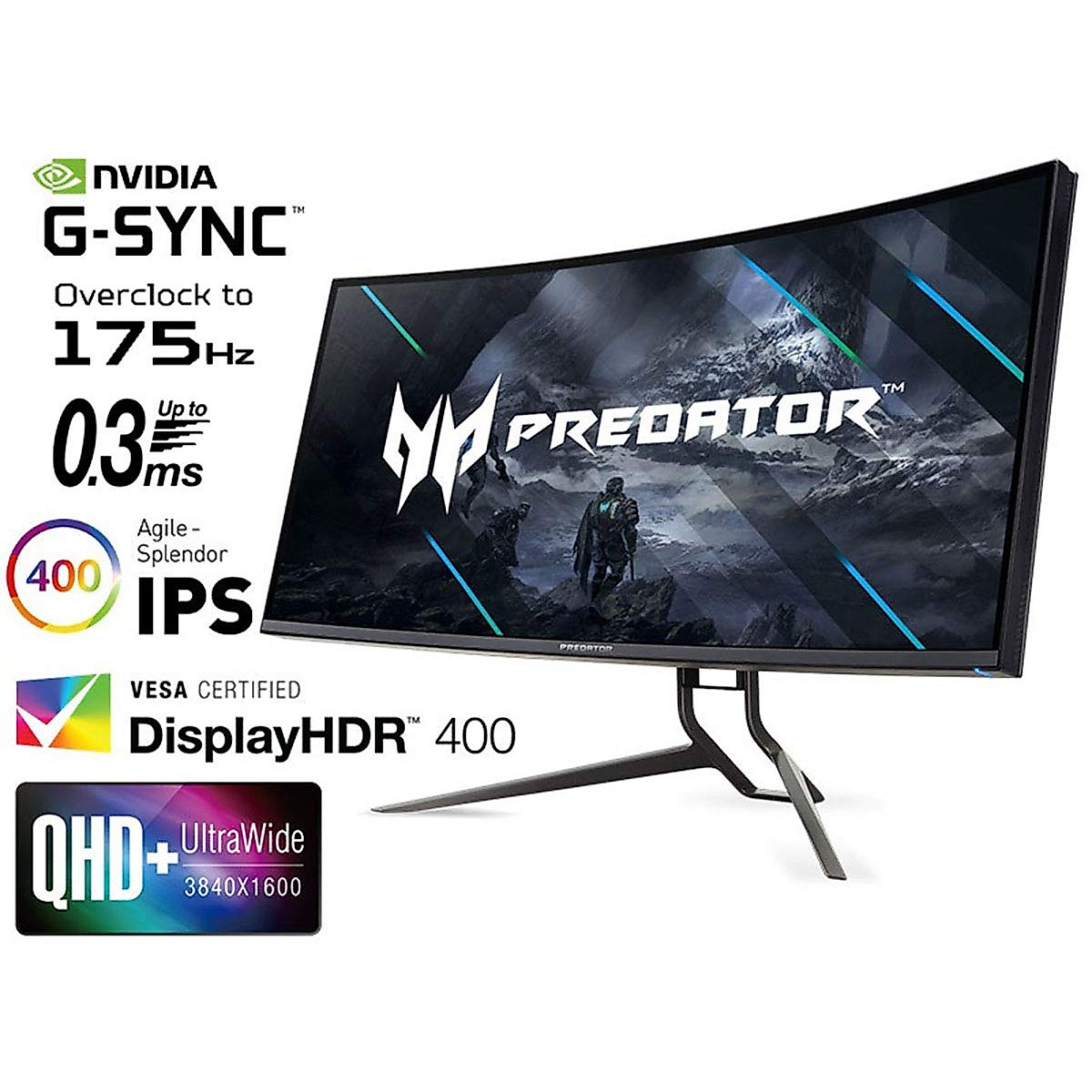 Acer Predator X38 Pbmiphzx 2300R Curved 37.5" UltraWide QHD+ (3840 x 1600) Gaming Monitor | NVIDIA G-SYNC | Agile Splendor IPS | 144Hz | DisplayHDR 400 | Display Port & HDMI (Renewed)