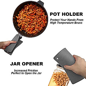 Anaeat 2 Pack Silicone Trivet Mats BPA Free - Heat Resistant Thicken Counter Mats, Multipurpose Hot Pads Non-Slip for Kitchen Potholder, Hot Dishes, Jar Opener, Spoon Rest, Drying Mat (Gray)