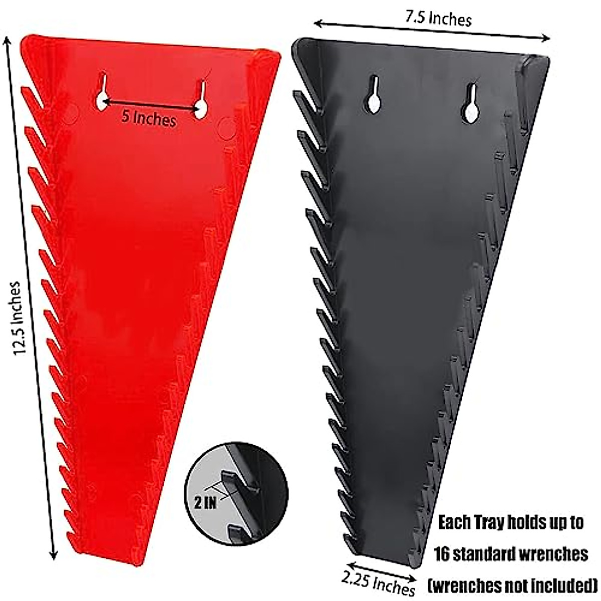 32-Slot Wrench Organizer for Tool Box, 2 Pack Magnetic Wrench Organizer, Wrench Holder SAE(1/4" - 1/16") and Metric(6mm-24mm), Wall Mounted Wrench Organizer