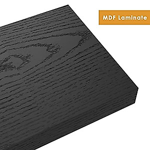 Bundled Black Floating Shelves of GREENDEW Wood Shelves Invisible Mounted (Set of 2) and Corner Wall Shelf 5-Tier for Living Room, Bedroom, Bathroom, Kitchen, Office Storage