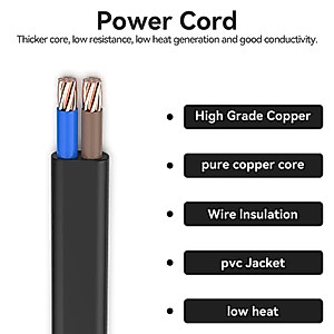 AC Power Cord for Sony PS3 PS4 PS5, Xbox One S, Xbox One X, Xbox Series X/S Power Supply Cable Replacement 2 Prong AC Power Cord 6Ft