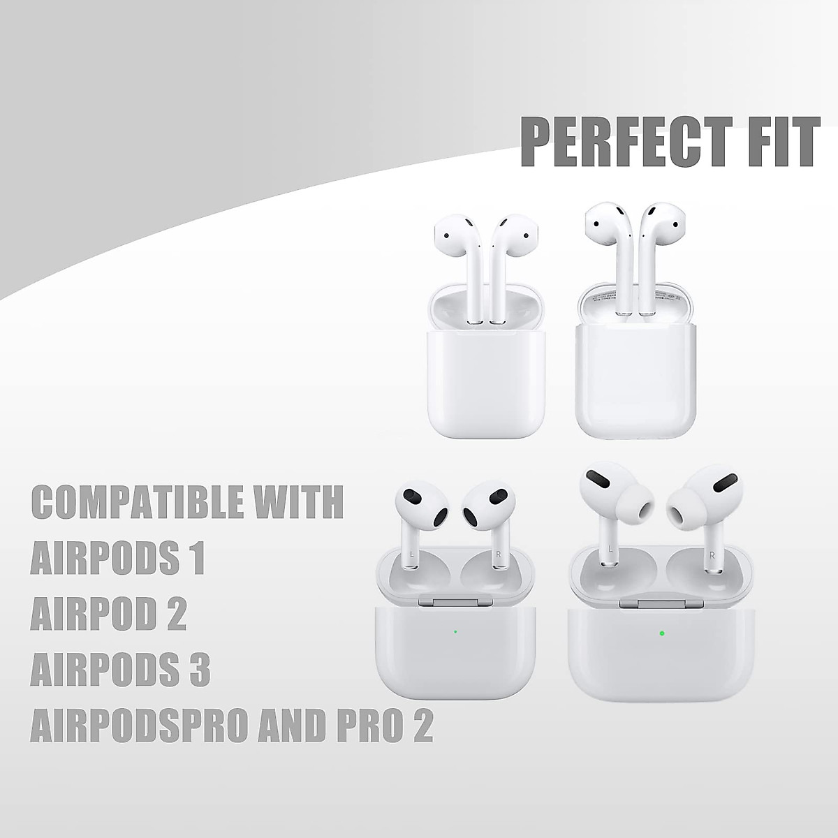 Replacement Airpod Ear Hooks Designed for Apple AirPods 1, 2, 3, Pro and Pro 2 Earbuds Accessories, Anti-Slip, Ergonomic Design, Comfortable Fit for Running, Jogging, Cycling, Gym