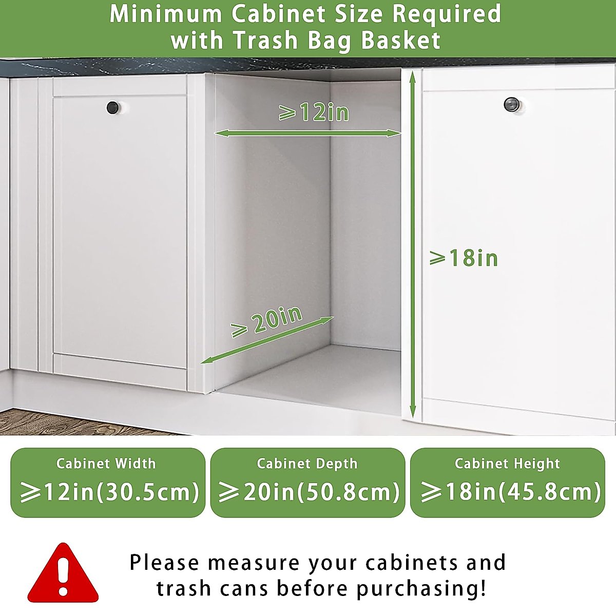 Cabinet Trash Can Pull Out Kit with Removable Front Basket for Garbage Bag Storage, Under Sink Trash Can Slide for 7-11 Gallon/28-44 Qt Garbage Cans Kitchen Trash Can (Not Include Trash Can)