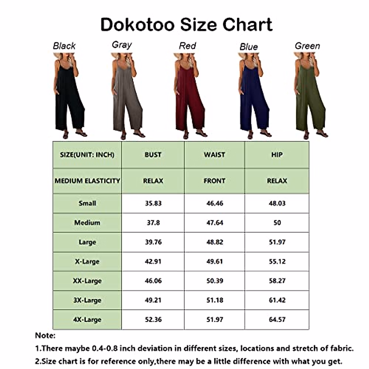 Dokotoo Women's Loose Plus Size Black Jumpsuits for Women Adjustable Spaghetti Strap Stretchy Wide Leg Solid One Piece Sleeveless Long Pant Romper Jumpsuit with Pockets 2XLarge