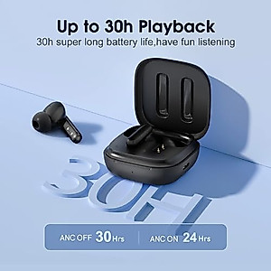 QCY T13 ANC Active Noise Cancelling Wireless Earbuds, Bluetooth 5.3 Headphones with 30H Playtime Charging Case, IPX5 Waterproof Ear Buds for iPhone and Android, Black