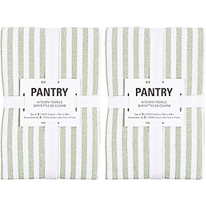 KAF Home Premium Kitchen Towels (18" x 28"), Large 100% Cotton, Flat & Terry Absorbent Dish Towel Set (Sage, 6 Pack)