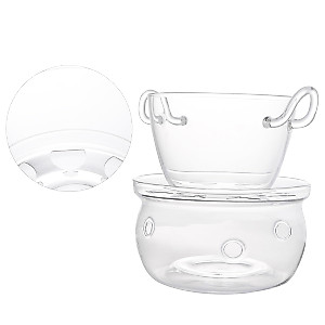 jojofuny 1 Set Double Boiler Pot Set for Melting Chocolate Clear Glass Chocolate Melting Pot - Melting Heat Proof Bowl for Cheese Butter Candy Candle