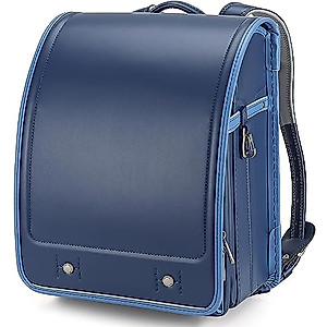 Baobab's wish Ransel Randoseru Backpack Semi-automatic satchel Japanese school bag for girls and boys PU leather bab-rng58 (Blue)