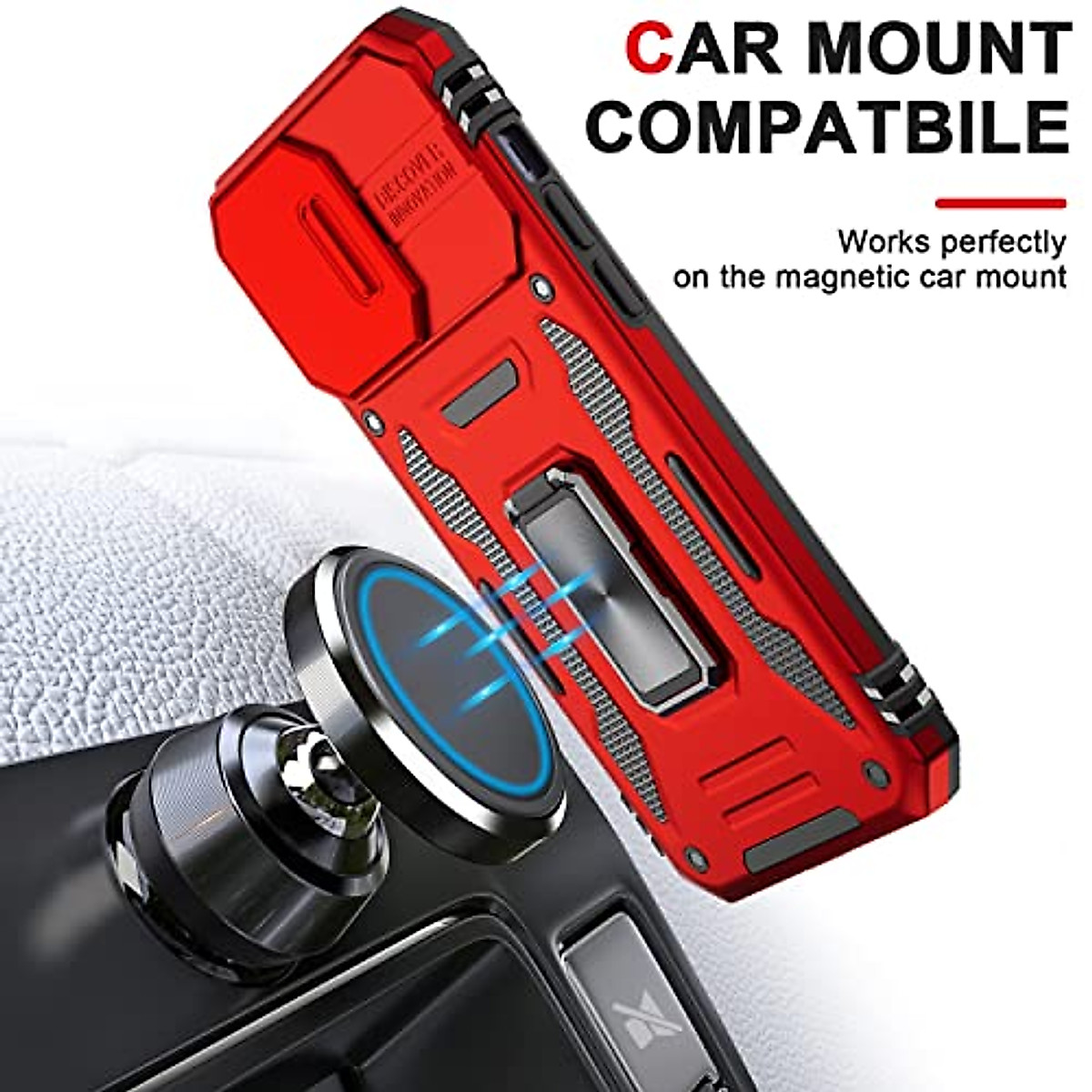 AUPAI iPhone 14 Plus Case with Camera Cover,iPhone 14 Plus Cover with Screen Protector Heavy Duty Military Grade Protective Phone Case with Kickstand for Apple iPhone 14 Plus Red