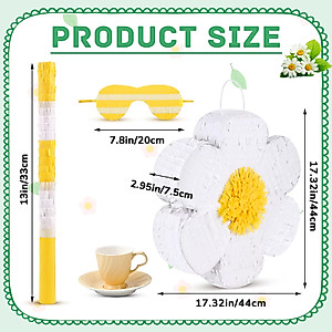 Daisy Flower Piñata Flower Piñata Daisy Hippie Boho Piñata Hanging Gender Reveal Piñata with Blindfold and Stick for Birthday Baby Shower Gender Reveal Wedding Floral Party Supplies