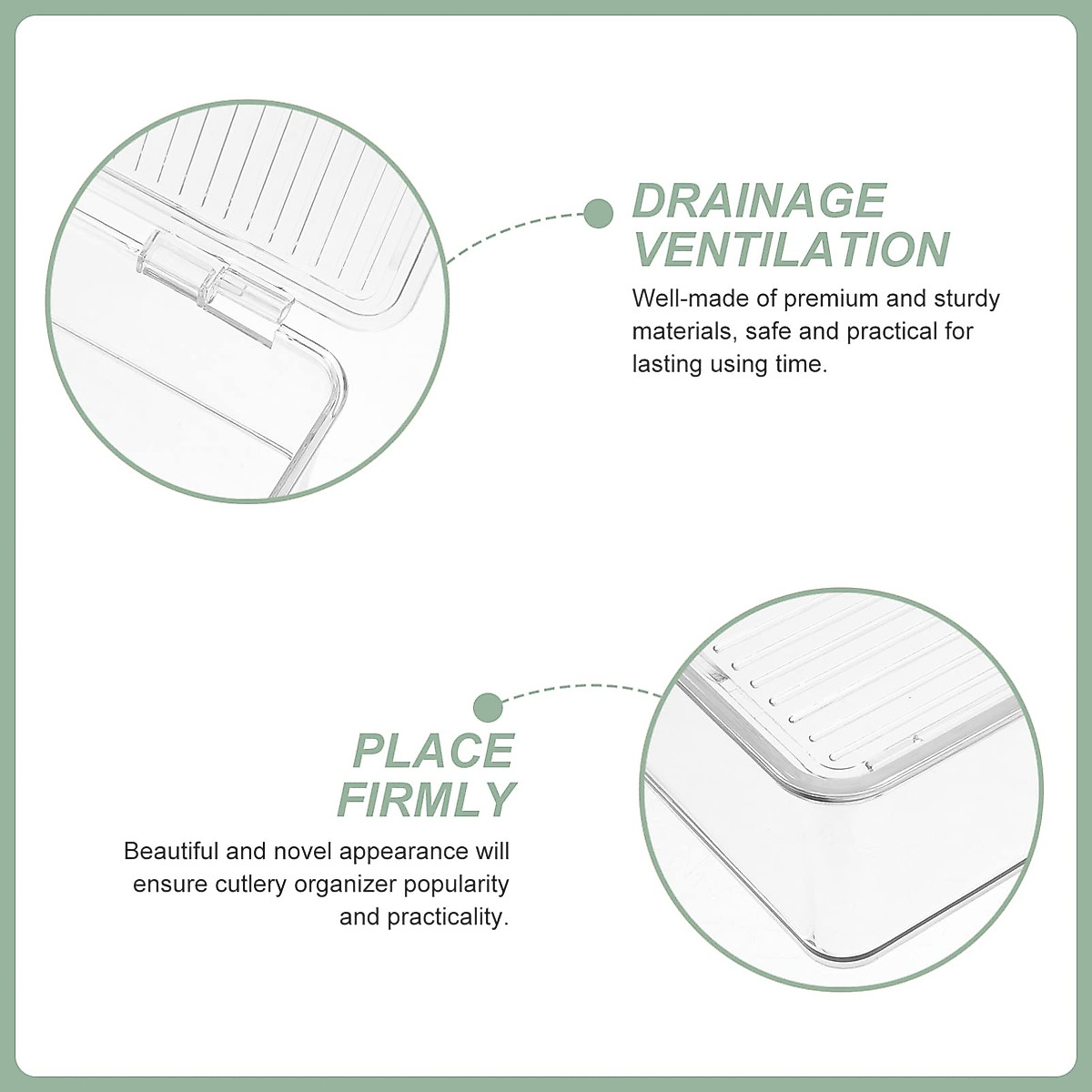 Cabilock Transparent Cutlery Box Desktop Accessories Flatware Tray with Cover Utensil Drawer Organizer Plastic Silverware Cutlery Storage Holder Storage Box Refrigerator The Pet