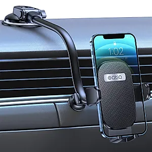 OQTIQ Suction Cup Phone Holder for Windshield/Dashboard, Phone Mount for Truck Car, 13-Inch Gooseneck Long Arm Sturdy Phone Mount with One Hand Operation, Compatible with All Phones