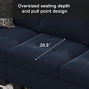 Belffin Velvet Modular Sofa Couch 3 Seater Sofa Couch for Living Room Blue