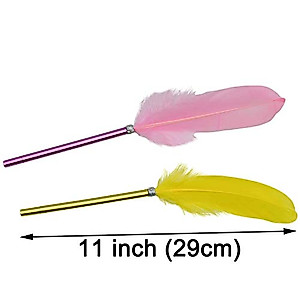 Maydahui 24PCS Natural Goose Feather Rollerball Pen Fashion Cute Kawaii Pens Black Gel Ink Pens for Student Girls