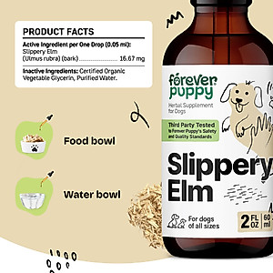 Slippery Elm Tincture for Dogs - Gut Support w/Slippery Elm Bark - Soluble Fiber for Dogs of All Breeds & Sizes - Slippery Elm Digestive Dog Drops - Natural Dog Food Supplements - 2 oz