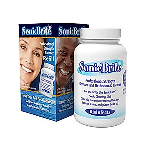 SonicBrite: High Intensity Dental Cleaning Powder — Freshen Your Dentures, Retainers, Night Guards and Aligners — Powerful Formula Removes Stains, & Plaque