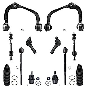 Detroit Axle - Front End 14pc Suspension Kit for 2005-2008 Ford F-150 Lincoln Mark LT, 2 Upper Control Arms, 2 Struts w/Coil Springs, 2 Lower Ball Joints 2 Sway Bars 4 Tie Rods 2 Boots Replacement