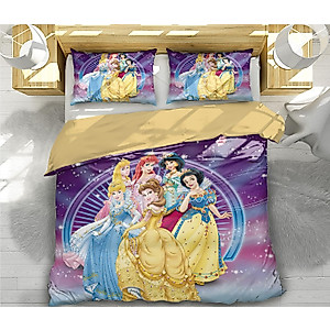 NICHIYOBI Dreamy Princess Themed Duvet Cover 3 Piece Bedding Set & Bedding Set, Perfect for Girls' Dreamy Bedrooms (styel 4,Full 79x90in + 20x30in)