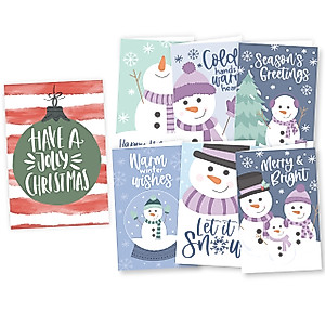 Hadley Designs 24 Winter Wonderland Christmas Holiday Cards Bulk With Envelopes, 50 Holiday Greeting Cards, Cute Fancy Blank Winter Christmas Postcard Set, Winter Cards, Seasons Greetings Note