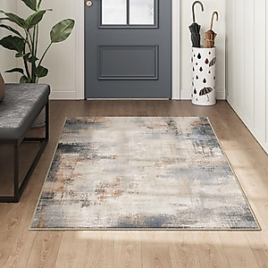 SONGMICS HOME Area Rug, 3x5 ft Rug for Living Room, Non-Slip Carpet, Modern Abstract Style, Home Decor, for Bedroom, Kitchen, Entryway, Dining Room, Machine Washable, Camel Brown UTAR072K01