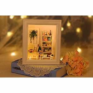 Kisoy Romantic and Cute Dollhouse Miniature DIY House Kit Creative Room Perfect DIY Gift for Friends,Lovers and Families(Sunny Dorm)