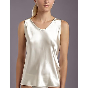Women’s Satin Charmeuse Tailored Tanktop camisole, Ivory, X-Large