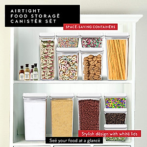 DWËLLZA KITCHEN Large Airtight Food Storage Containers - Clear Plastic Bulk Food Pantry & Kitchen Storage Containers for Flour, Sugar and Baking Supplies 4 Pcs. BPA-Free, Keeps Fresh & Dry (White)