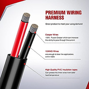 Nilight Copper LED Light Bar Wiring Harness Kit - 1 Lead 12AWG Heavy Duty 12V On Off Switch Power Relay Blade Fuse for Off Road LED Work Light,2 Years Warranty