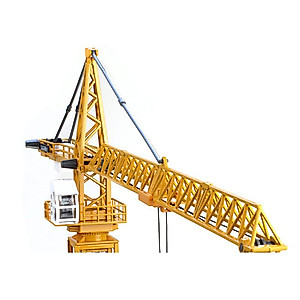 KAIKEA 1/50 Scale Metal Diecast Tower Crane Metal Construction Vehicles Model Toy, Cab 360 ° Rotated, for Kids and Adults