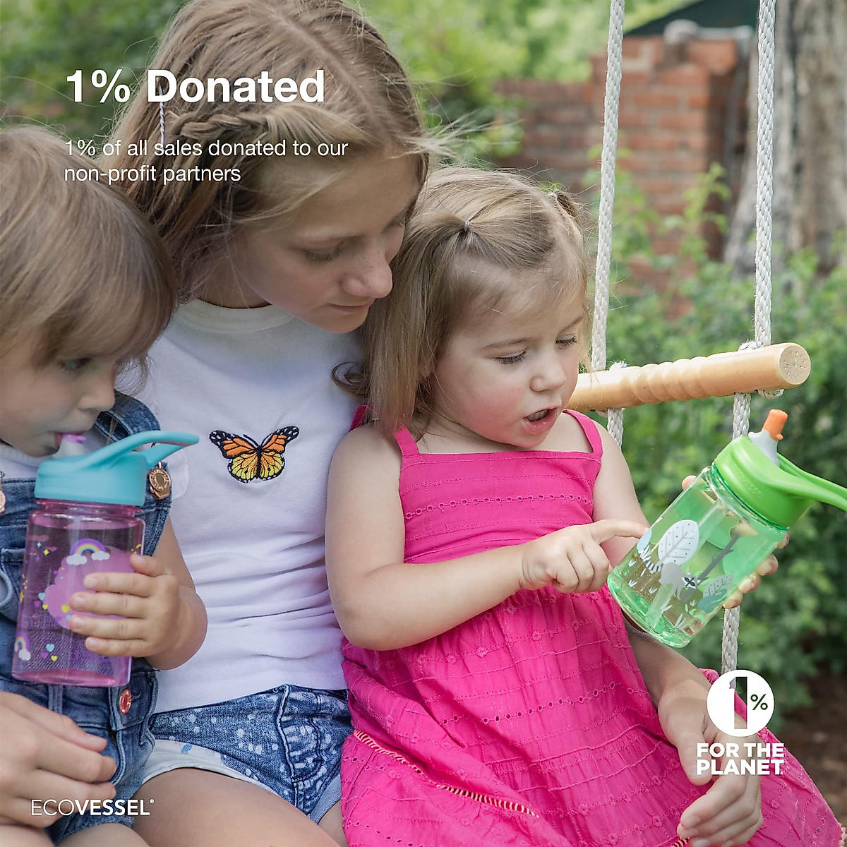 EcoVessel SPLASH Tritan Plastic Kids Water Bottle with Straw, Leak Proof Flip Top Lid, and Carry Handle Kids Cups Sports Water Bottle 12 oz (Underwater)