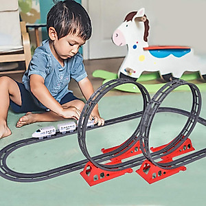 FUN LITTLE TOYS 45 PCs Tracks Sets Toys for Kids, Flexible Railway Tracks Roller Coaster Playset, Batteries Operated Toy Train with Light and Sound, Gift for 3 4 5 6 Years Old Toddlers Boys and Girls