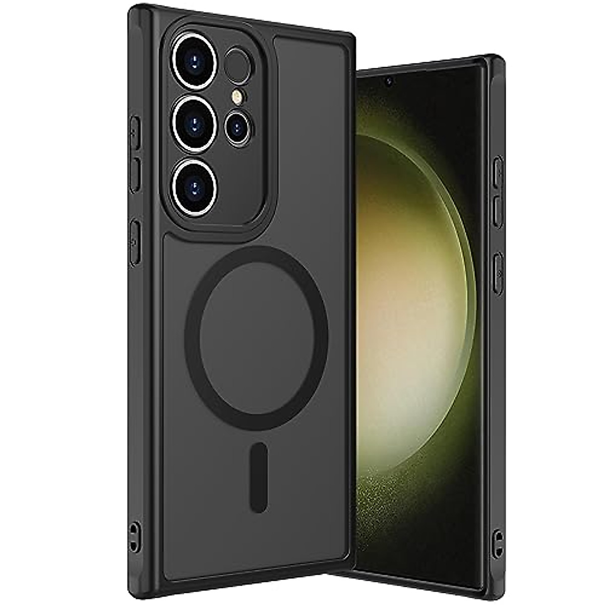 CACOE Magnetic Case for Samsung Galaxy S23 Ultra 5G 6.8 inch-Compatible with MagSafe & Magnetic Car Phone Mount,Anti-Fingerprint TPU Thin Phone Cases Cover Protective Shockproof (Black)