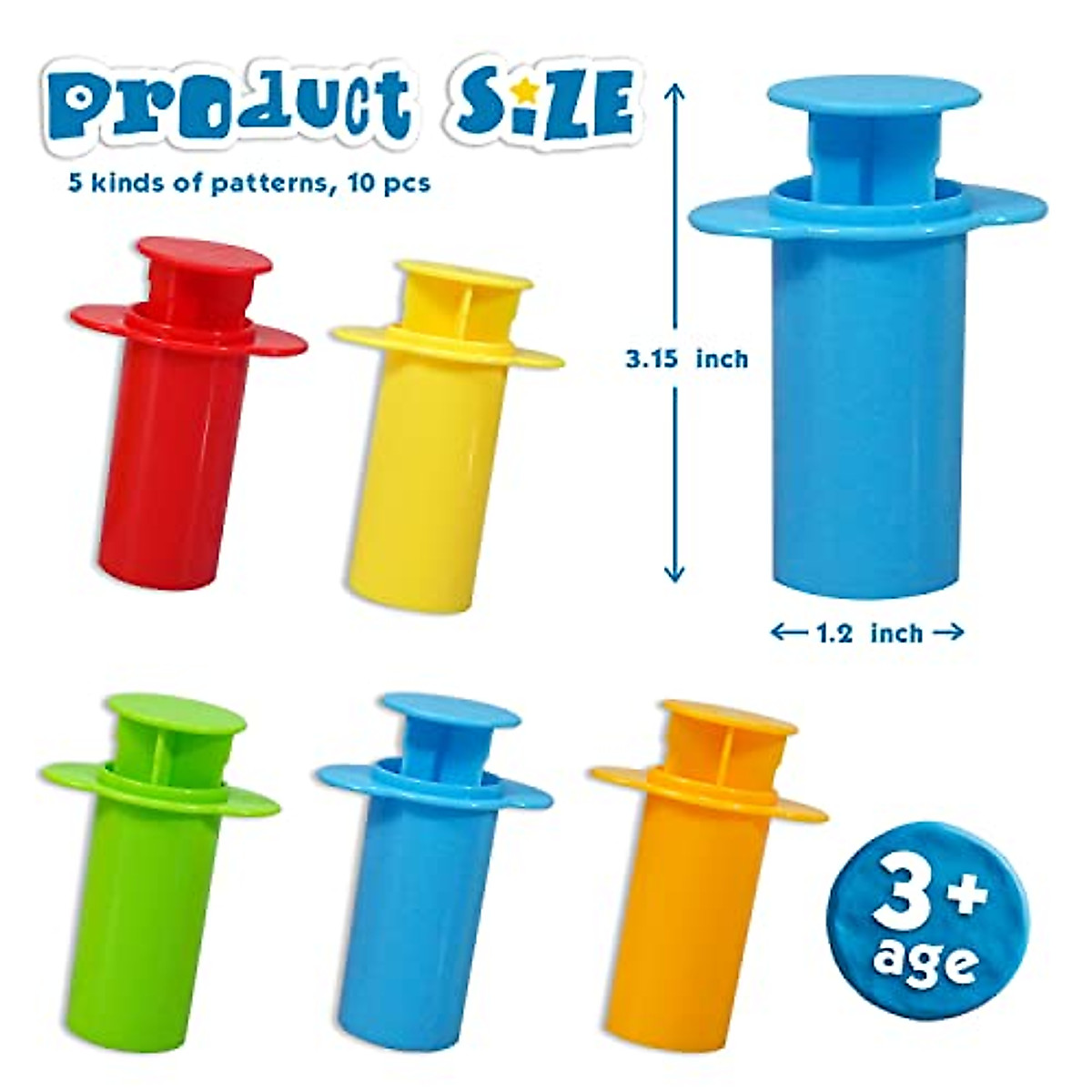 RIMOBUL 10 Pack Clay Dough Tools Set & Play Dough Non-Toxic Modeling Dough Extruders Set - Assorted Colors