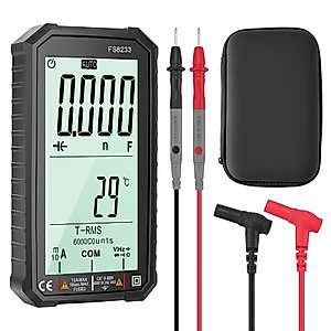BlumWay 4.7 Inch LCD Digital Multimeter TRMS 6000 Counts Voltmeter Auto-Ranging Fast Measures Voltage Current Amp Resistance Diodes Continuity Duty-Cycle Capacitance Temperature for Automotive