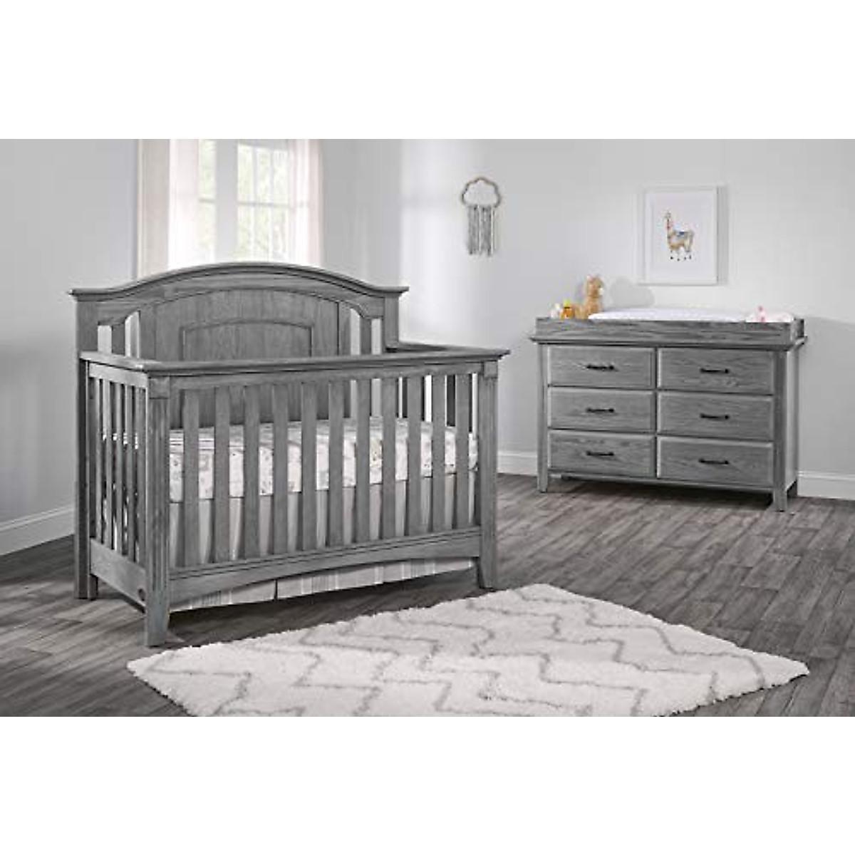 Oxford Baby Willowbrook 4-in-1 Convertible Crib, Graphite Gray, GreenGuard Gold Certified