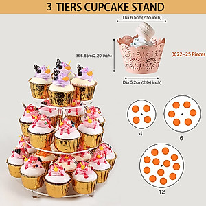 HAOWUJIN Cupcake Stand for 24 Cupcakes, Round Acrylic Cupcake Stand for Wedding Birthday Party Baby Shower Dessert Table for Parties Display, 3 Tier Clear Cupcake Tower Stand…