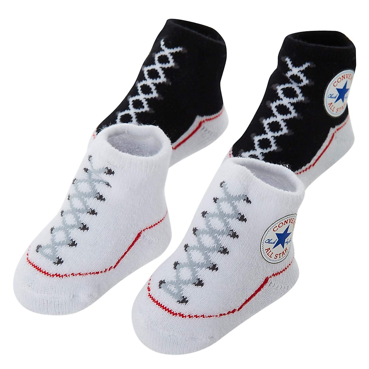 Converse Infant Baby Booties 2 Pack (Black(LC0001-001)/White, 0-6 Months)